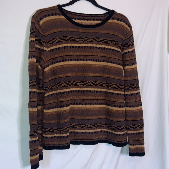 Sweaters | Boxy Cut Striped Ramie Sweater Browns Tans And Gray Colors ...